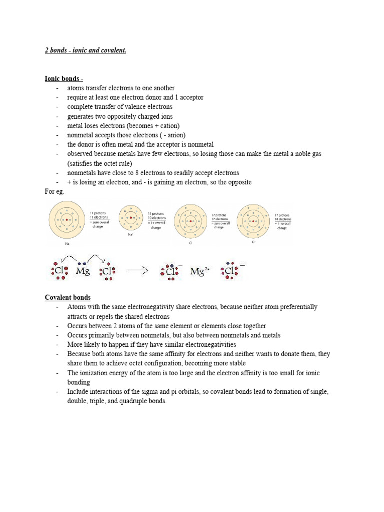 Ionic vs Covalent Bonds Explained | PDF | Chemical Bond | Ion