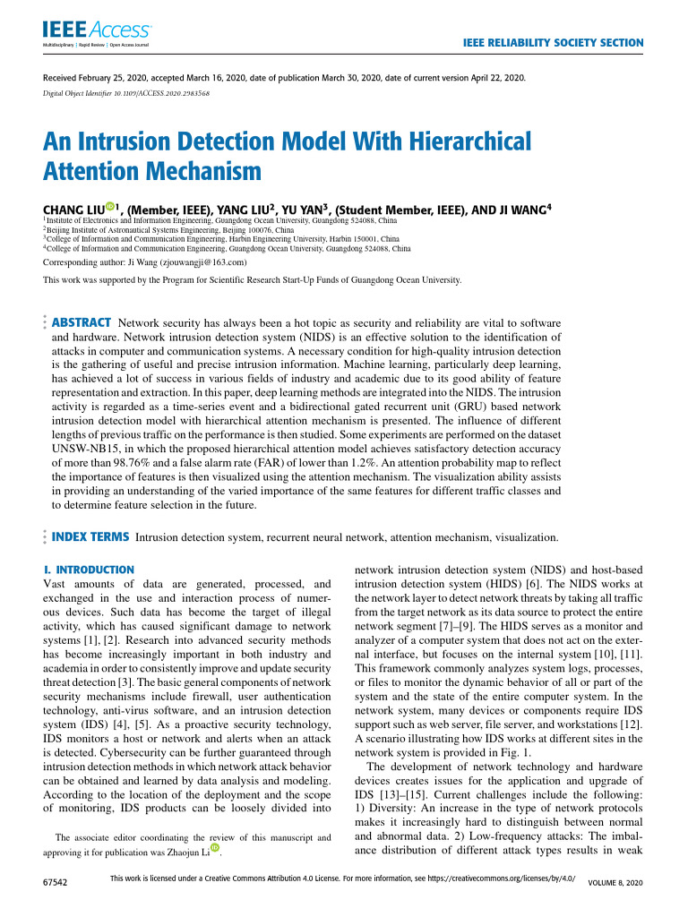An Intrusion Detection Model With Hierarchical Attention Mechanism-23 | PDF | Deep Learning ...