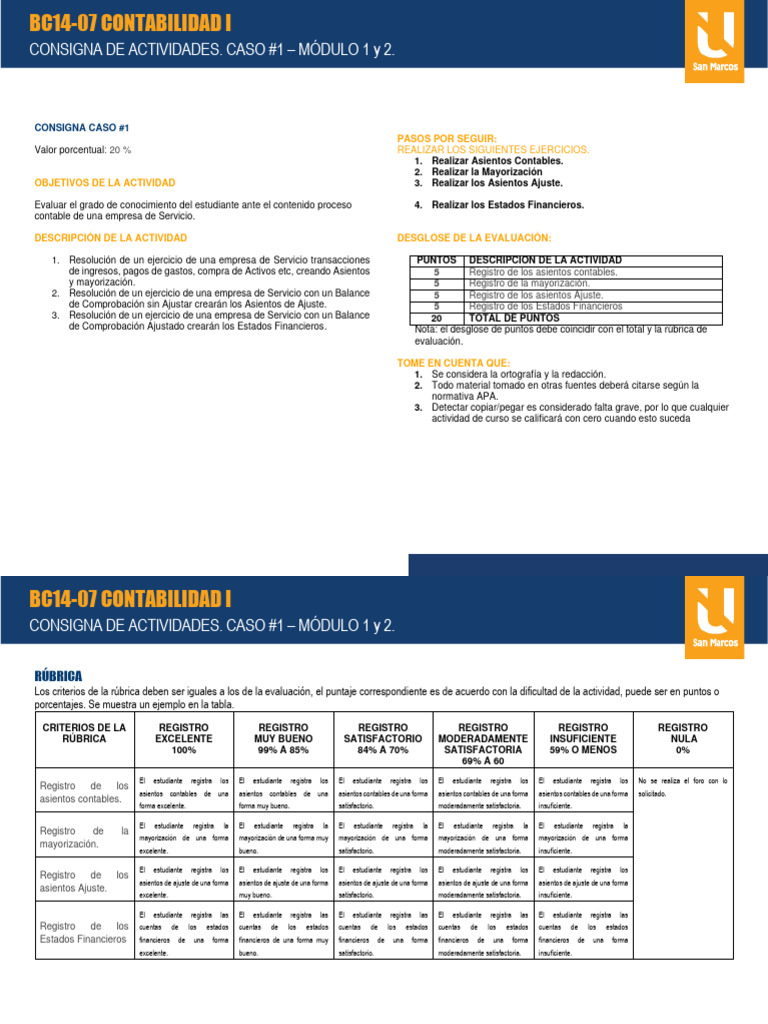 Módulo 1 y 2 Consigna Actividad Caso #1 | PDF | Estado financiero ...