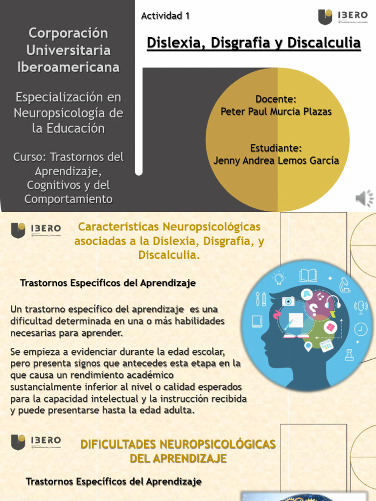 Actividad 1 - Dislexia, Disgrafía, Discalculia Y El Trastorno Del Aprendizaje No Verbal | PDF ...