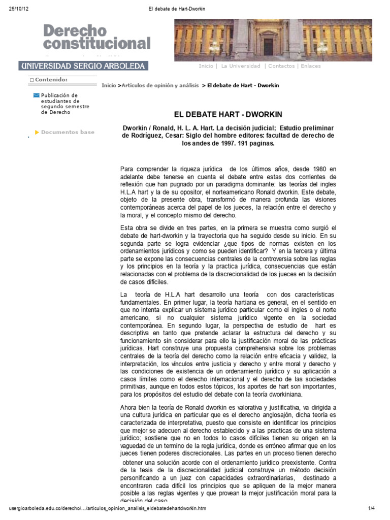 Lectura El Debate Hart - Dworkin | PDF | Juez | Justicia
