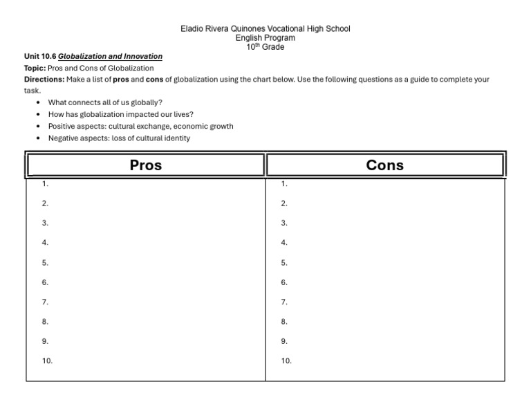 Pros and Cons of Globalization | PDF