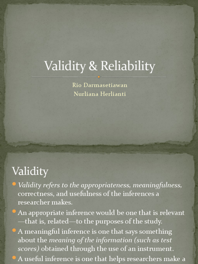 Validity | PDF | Validity (Statistics) | Evidence