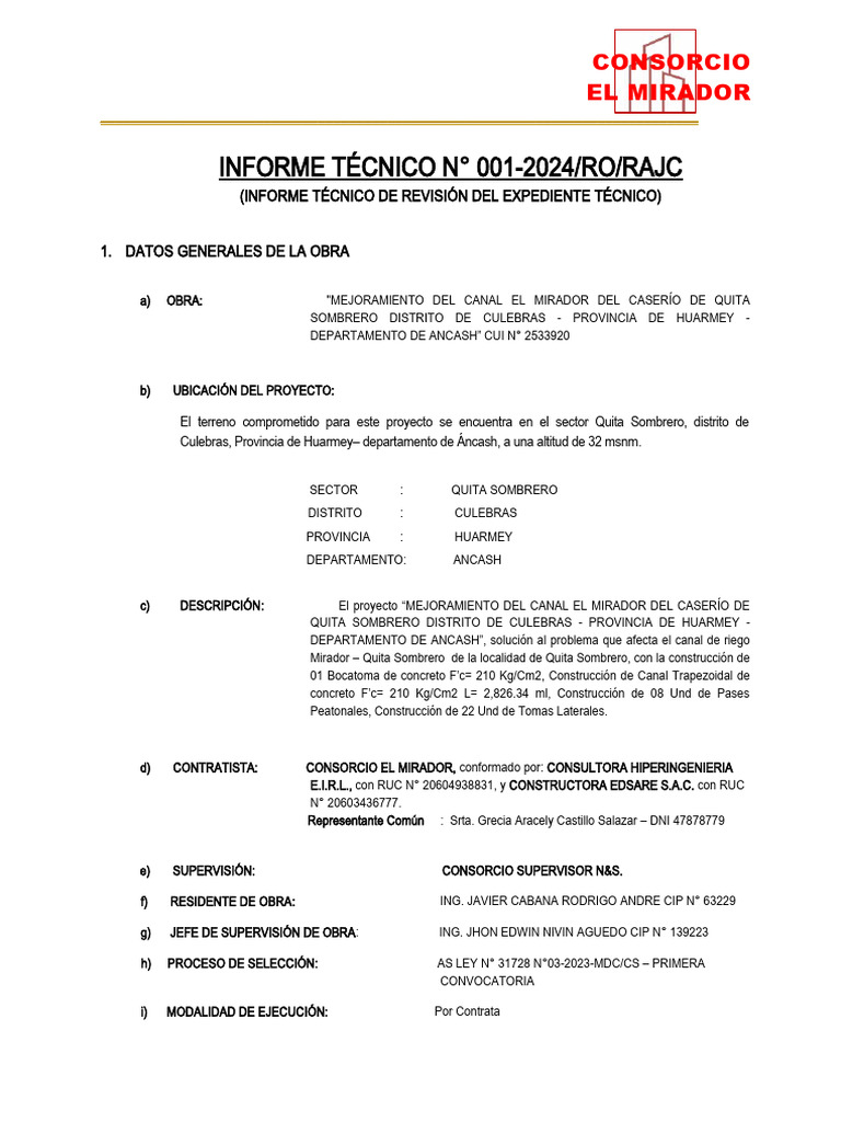 INFORME DE REVISION DE EXPEDIENTE TECNICO1 | PDF