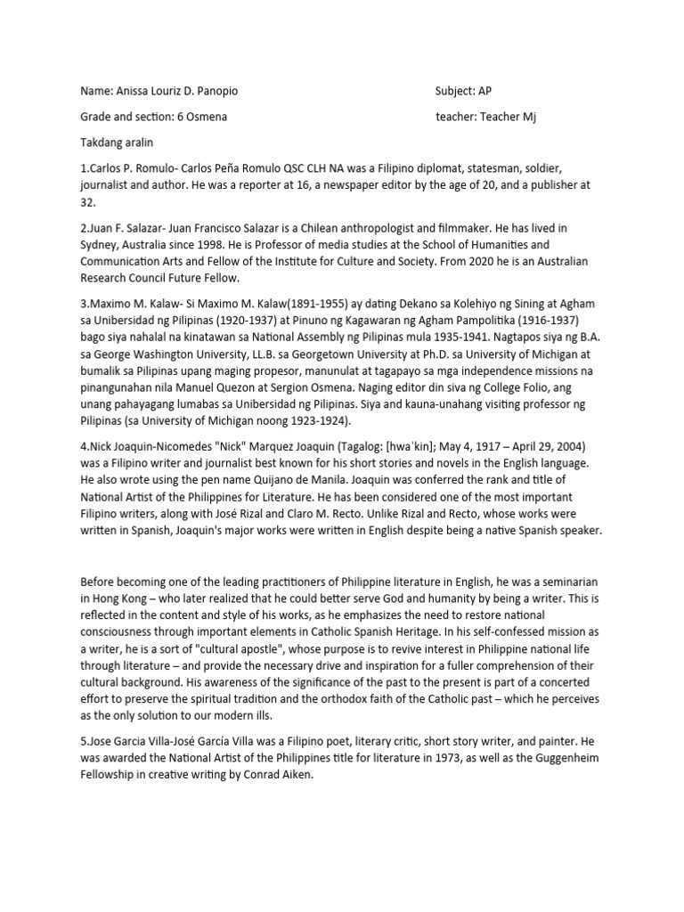 Takdang Aralin AP | Download Free PDF | Philippines