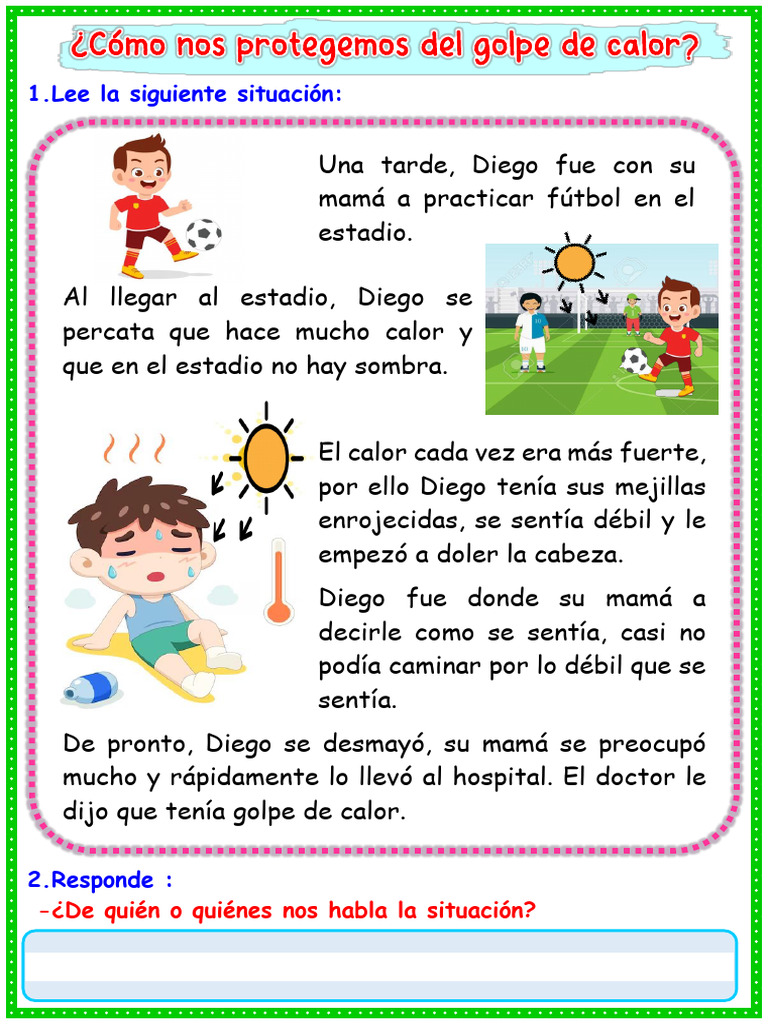 FICHA CÓMO NOS PROTEGEMOS DEL GOLPE DE CALOR 2024 - 2° MAESTRA JANET | PDF | Medicina CLINICA ...