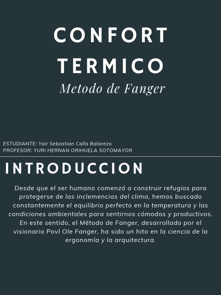 Método de Fanger y Confort Térmico | PDF | Temperatura | Entorno natural