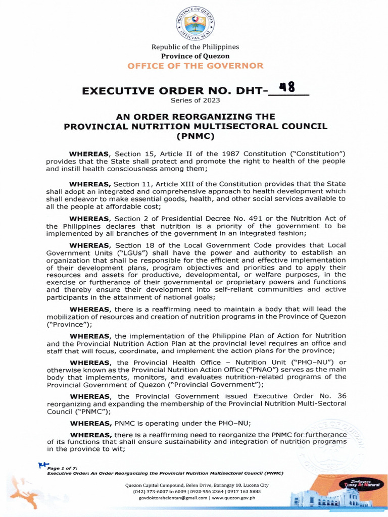 EO DHT 48 Reorganizing PNMC | PDF