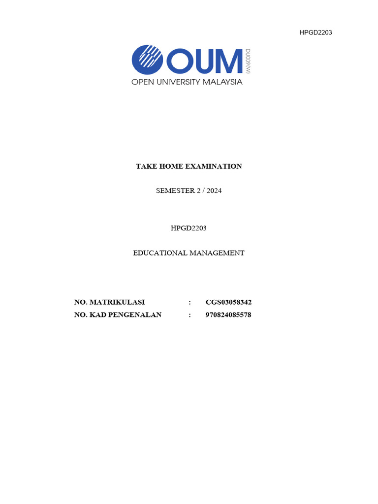 Educational Management Take Home Exam | PDF | Behaviorism ...