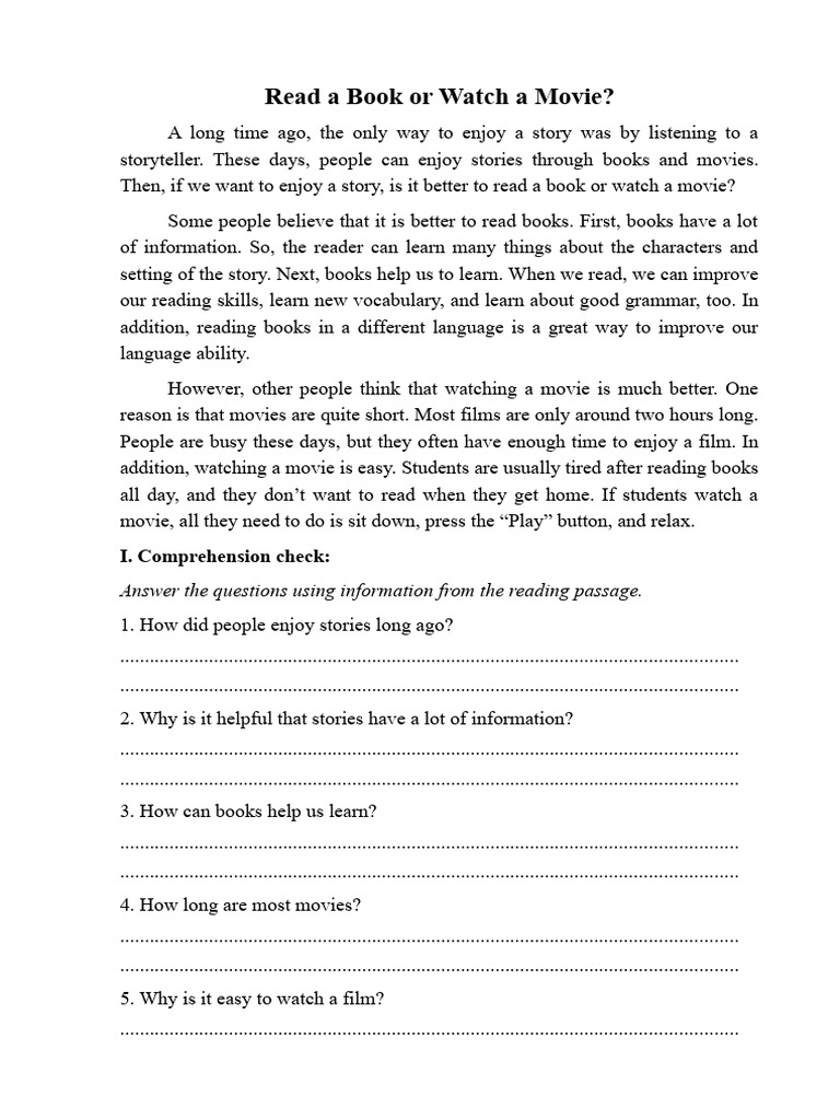 Reading vs. Watching: Pros and Cons | PDF | Cognition | Learning