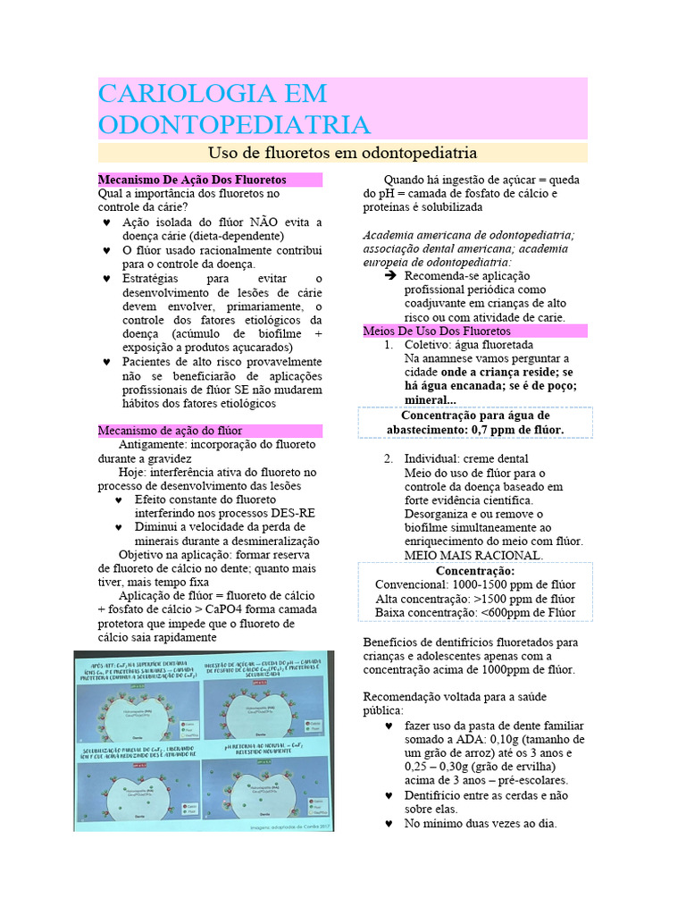 Uso de Fluoretos na Odontopediatria | PDF | Flúor | Especialidades médicas