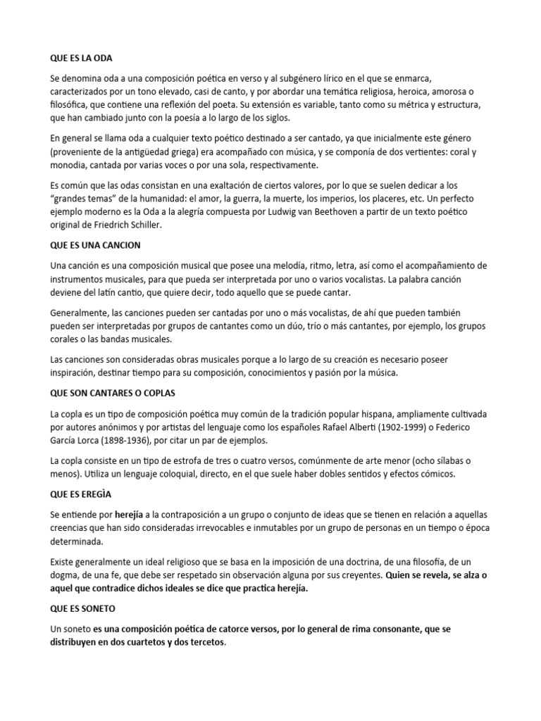 QUE ES LA ODA | PDF | Poesía | Sonetos