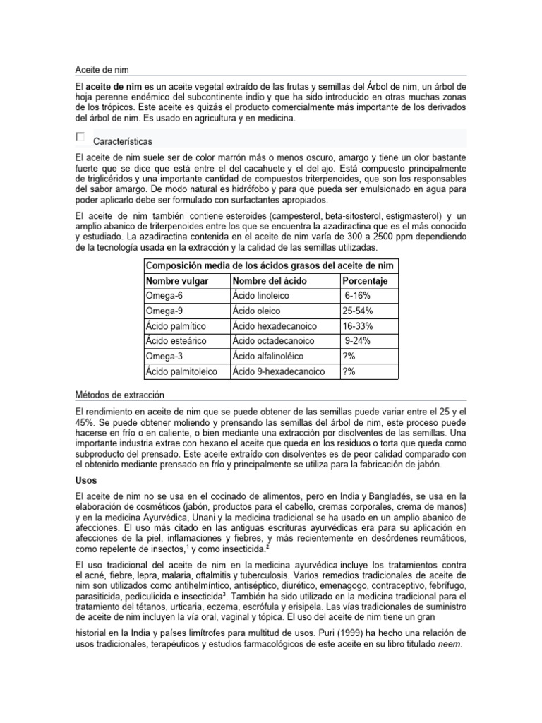 Aceite de Nim: Usos y Beneficios | PDF | Cocina, comidas y vino | Salud ...