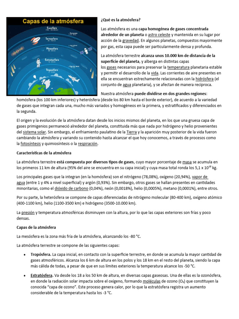 Qué es la atmósfera | PDF | Clima | Atmósfera