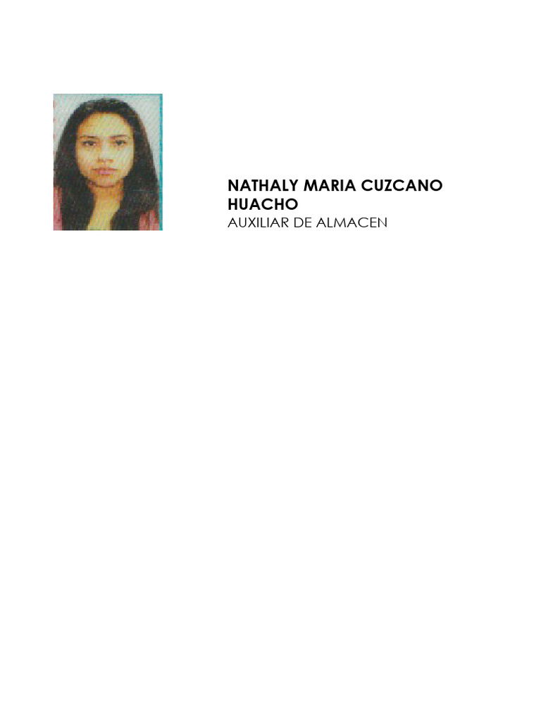 Nathaly Maria Cuzcano Huacho CV Actualizado | PDF