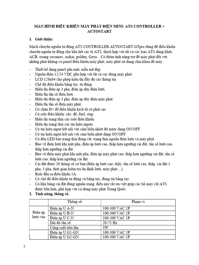 HDSD BDK Và ATS GTpro | PDF