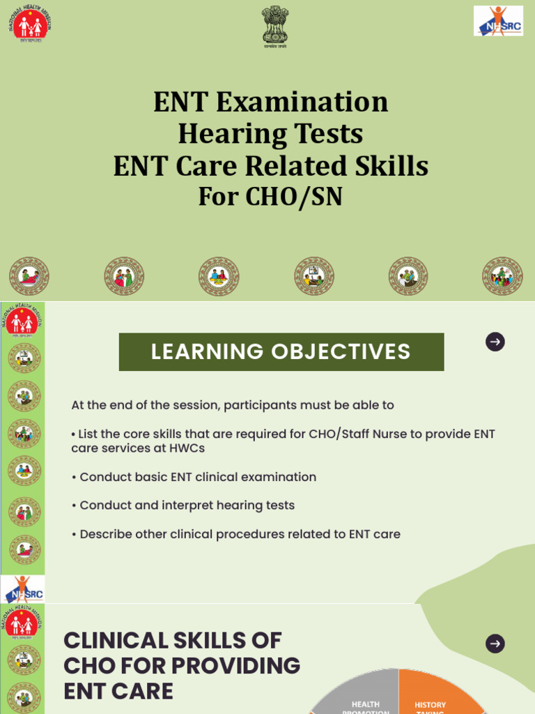 ENT Care For CHO & SN-ENT Care Related Skills & ENT Examination | PDF ...