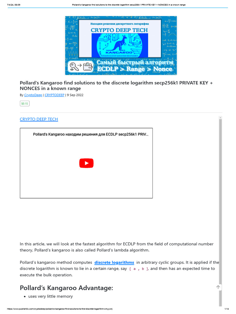 Pollard's Kangaroo Find Solutions To The Discrete Logarithm Secp256k1 PRIVATE KEY + NONCES in A ...