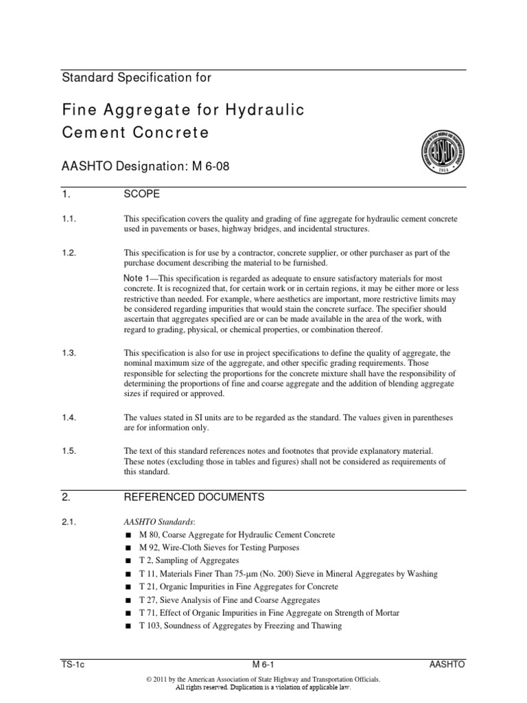 Fine Aggregate Specs for Concrete | PDF | Concrete | Construction Aggregate