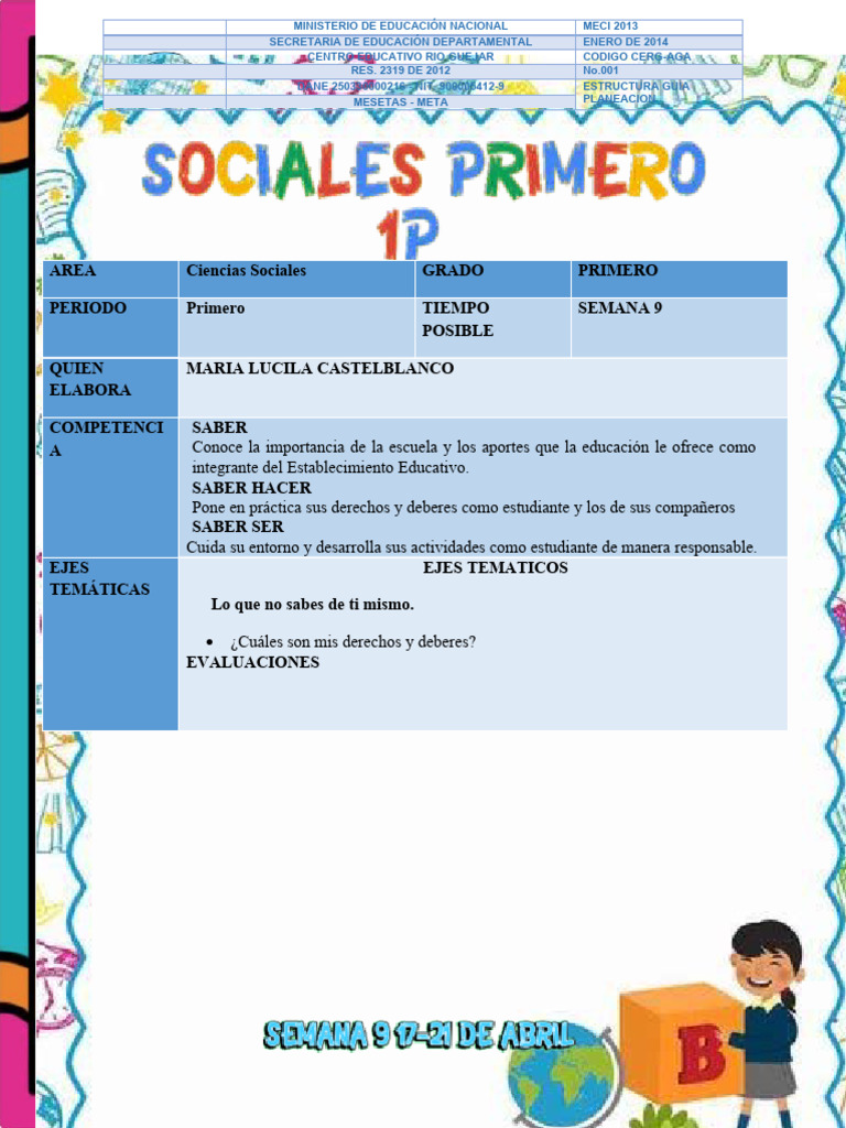 Sociales 1 Sem 9 | PDF | Cognición | Aprendizaje