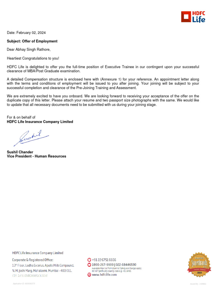 LoI - Aaditya Kumar | PDF | Insurance | Business