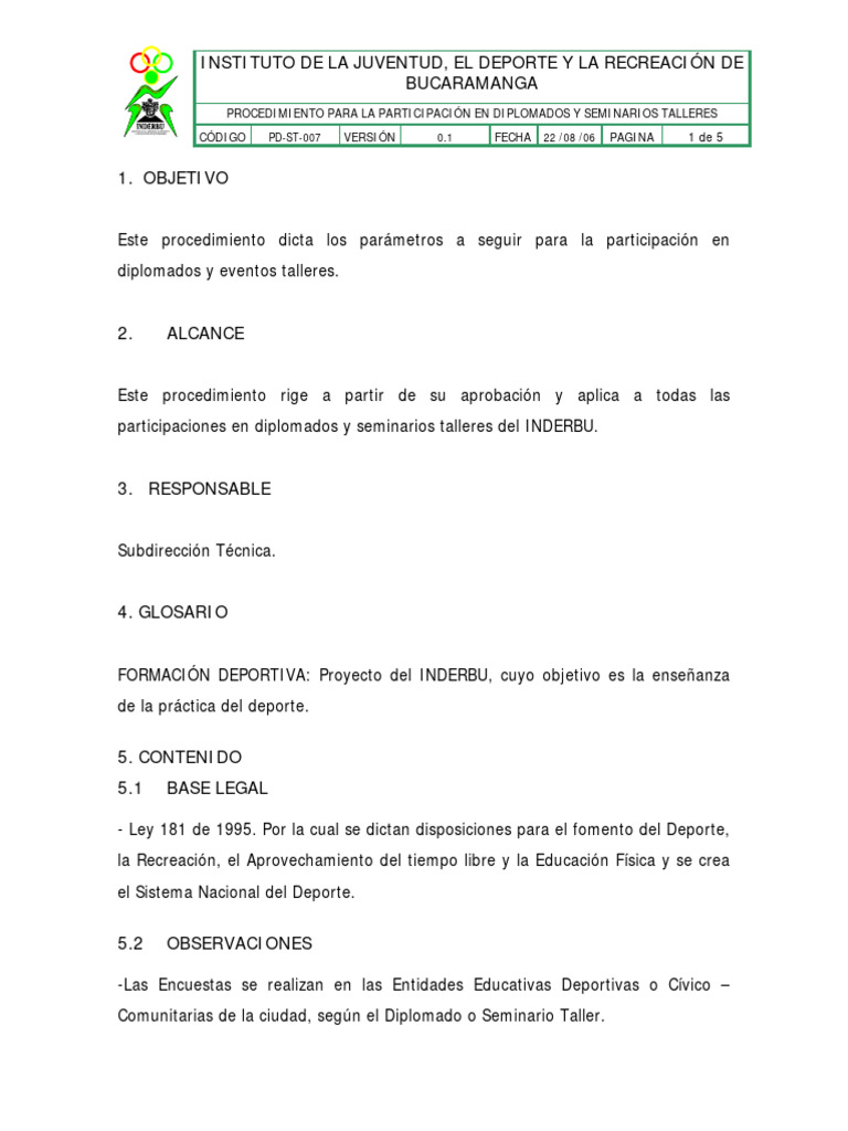 PD - ST - 007 Pprocedimiento para La Participación en Diplom | PDF