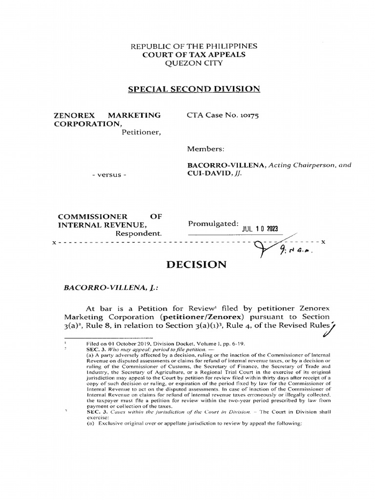 Cta 2D CV 10175 D 2023jul10 Ass | PDF | Taxes | Capital Gains Tax