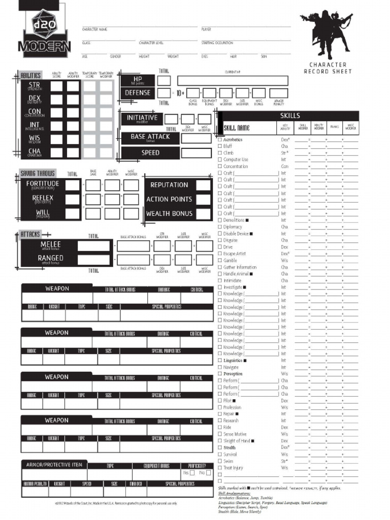 Character Skills and Feats List | PDF