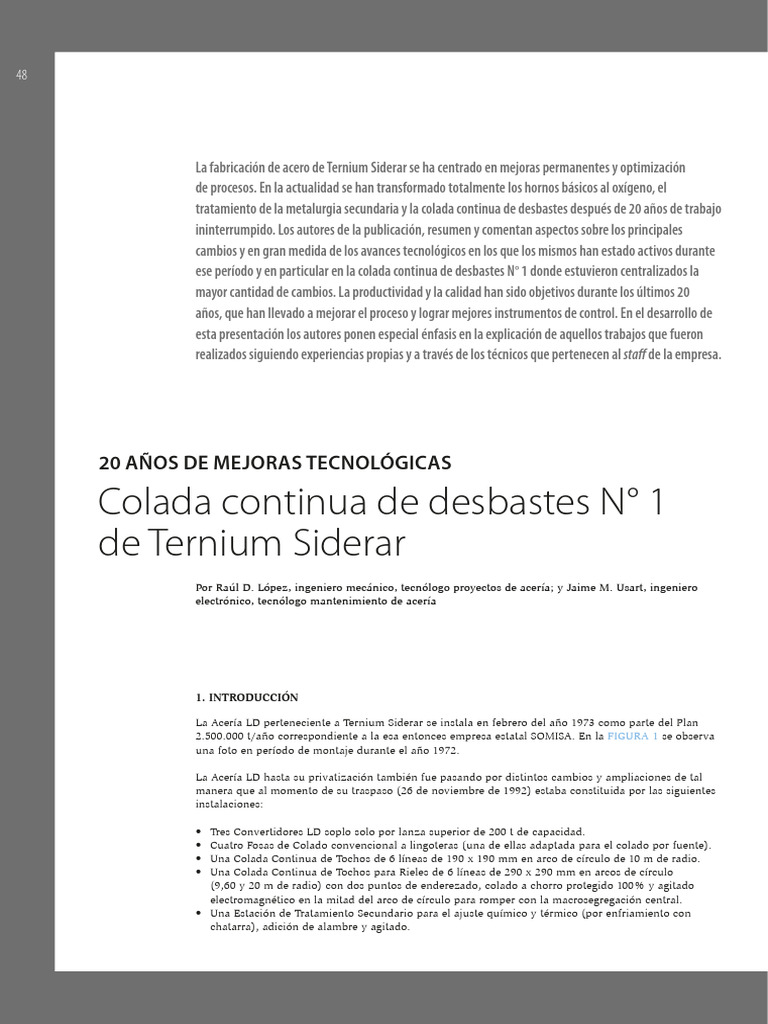 Transformaciones en Acería LD de Ternium | PDF | Laminado ...
