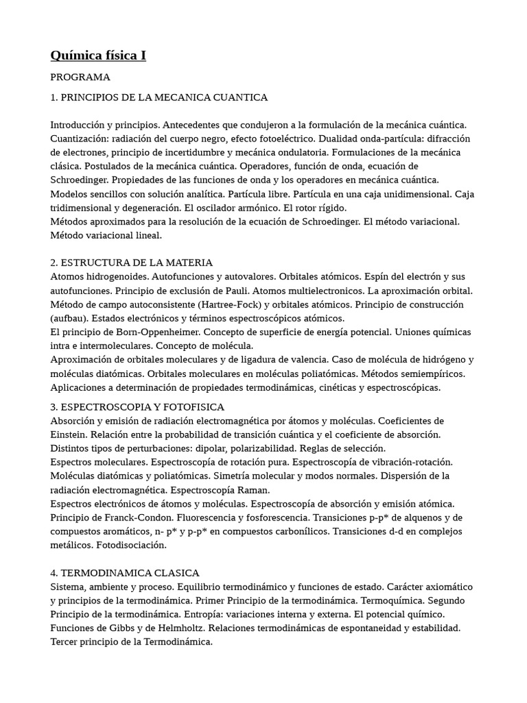 Programa qf1 | PDF | Moléculas | Orbital Molecular