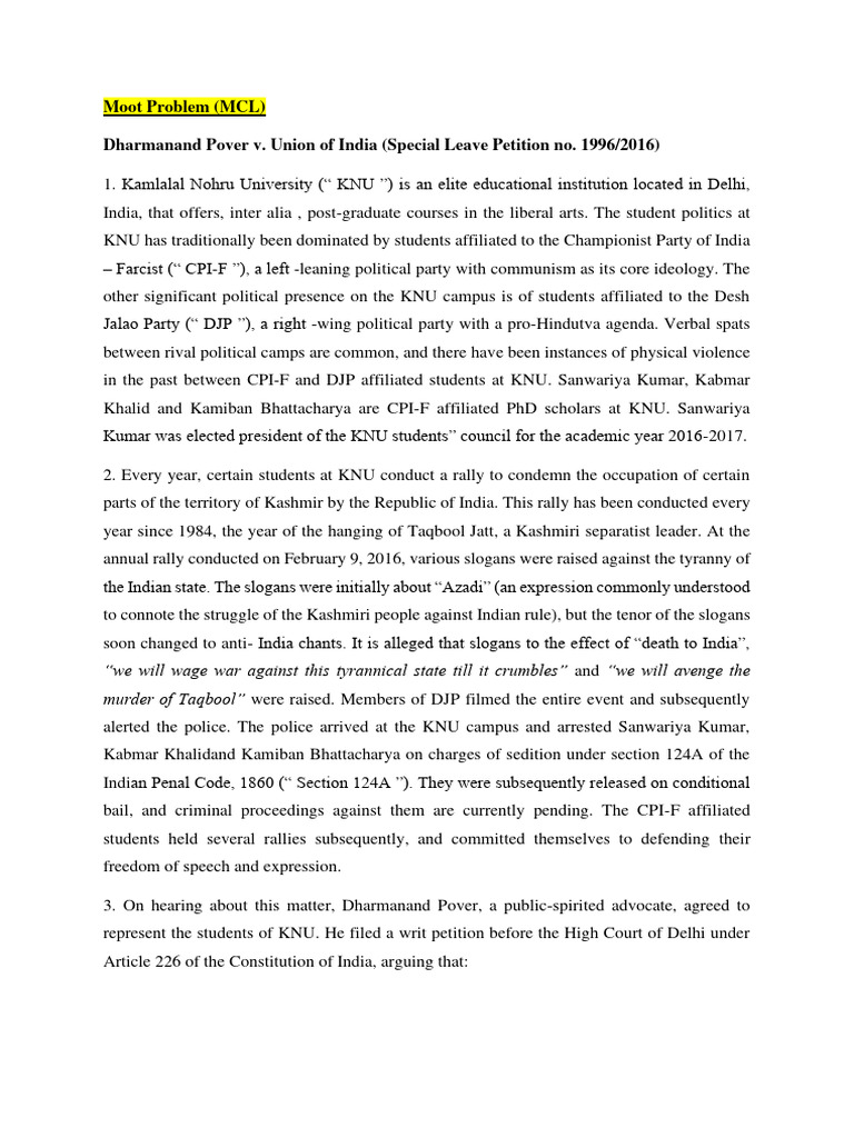 Moot Problem-1 | PDF | Justice | Crime & Violence