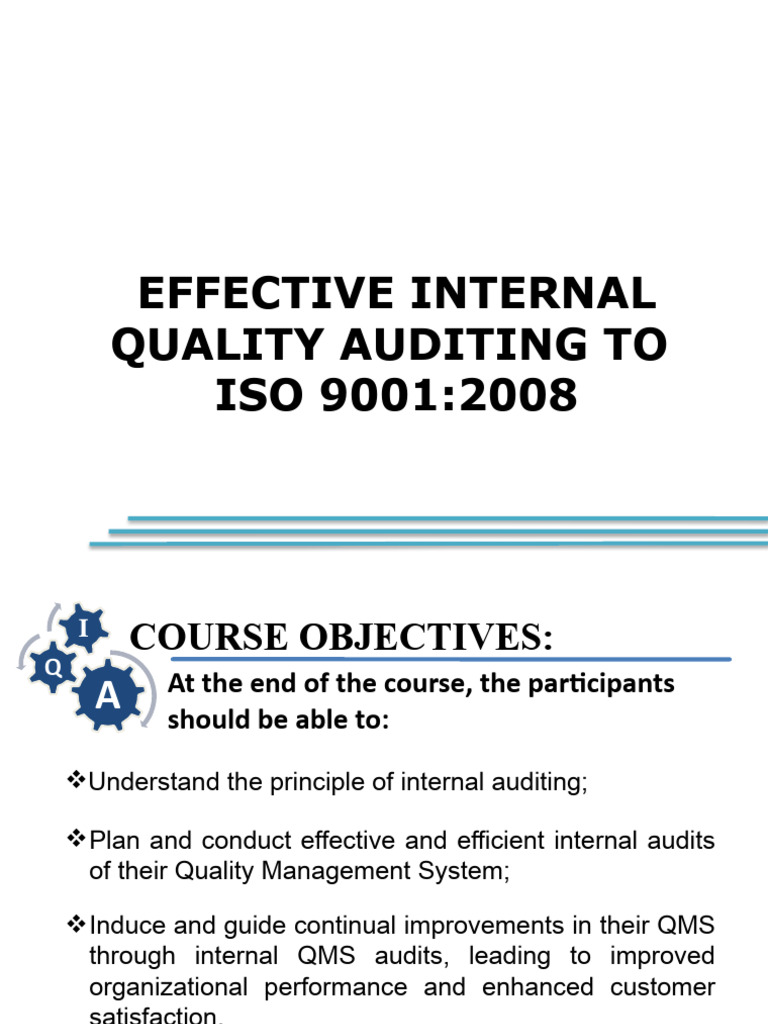 IQA Training 9001-2008 | PDF | Audit | Internal Audit