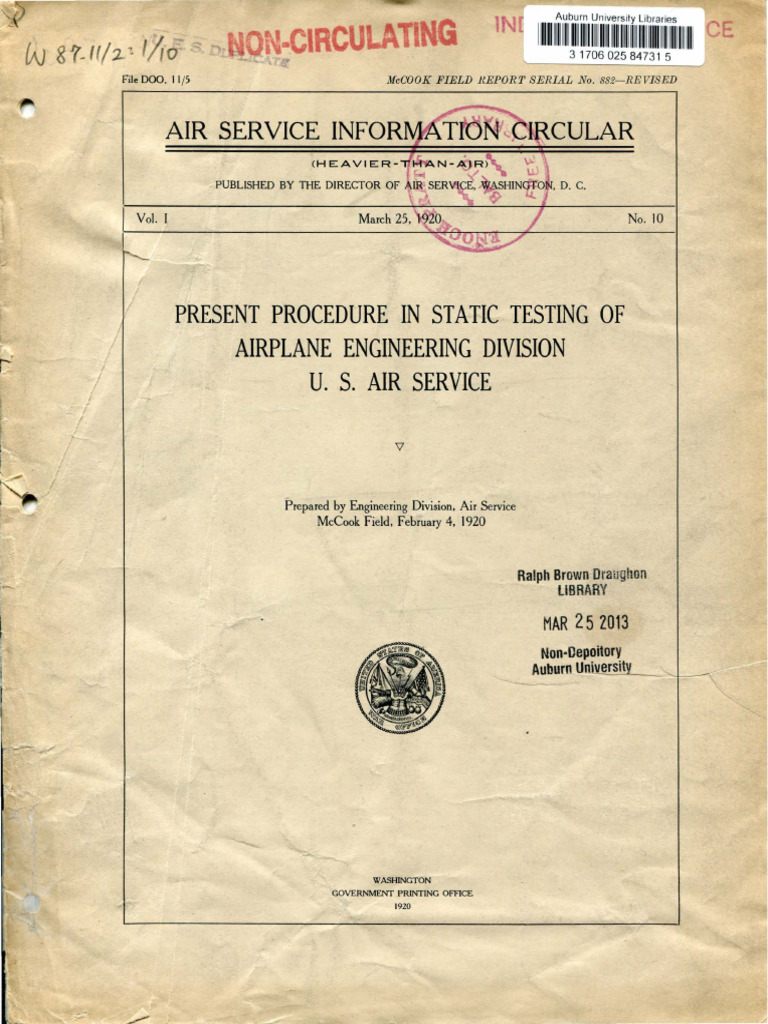 Present Procedure in Static Testing of Airplane Engineering Division U ...
