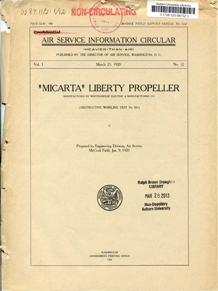 №12. Micarta Liberty Propeller - Manufactured by Westinghouse Electric ...