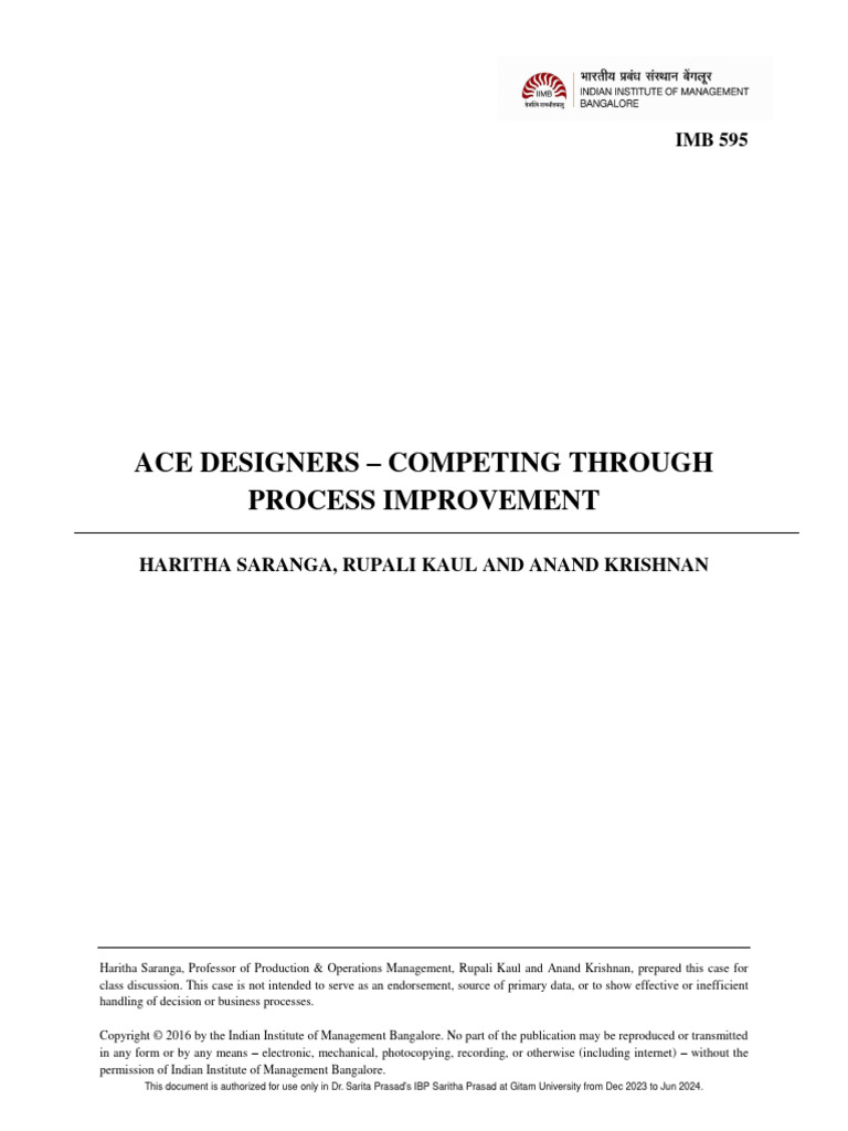Case Study 5 Ace Designers | PDF | Supply Chain | Inventory