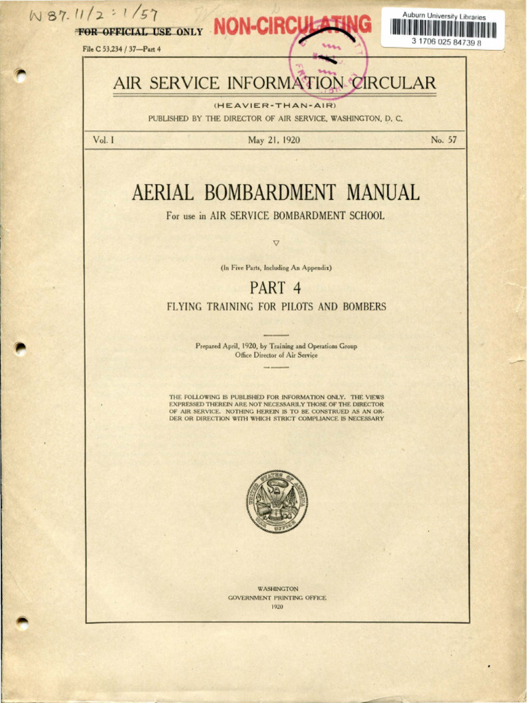 Aerial Bombardment Manual. Part 4. Flying Training For Pilots and ...