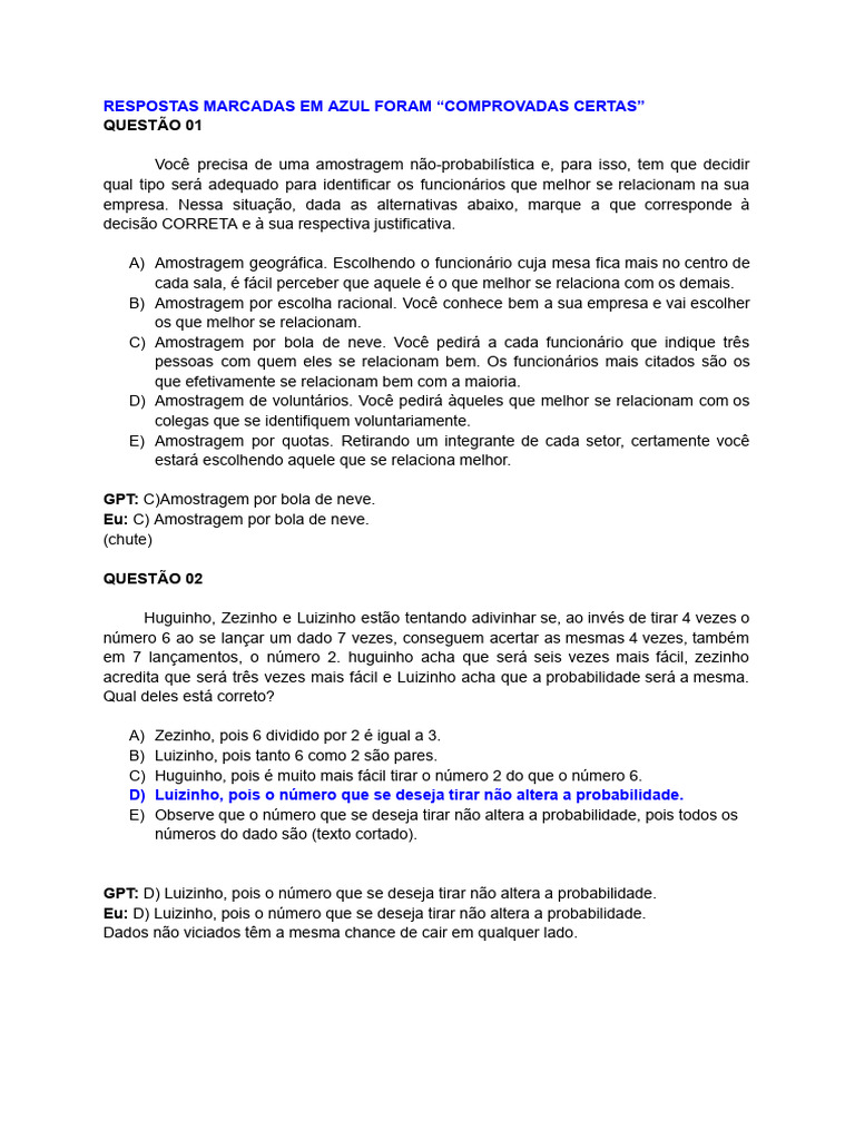 Questoes probabilidade V1.4 - Pós | PDF | Dados | Amostragem (Estatística)