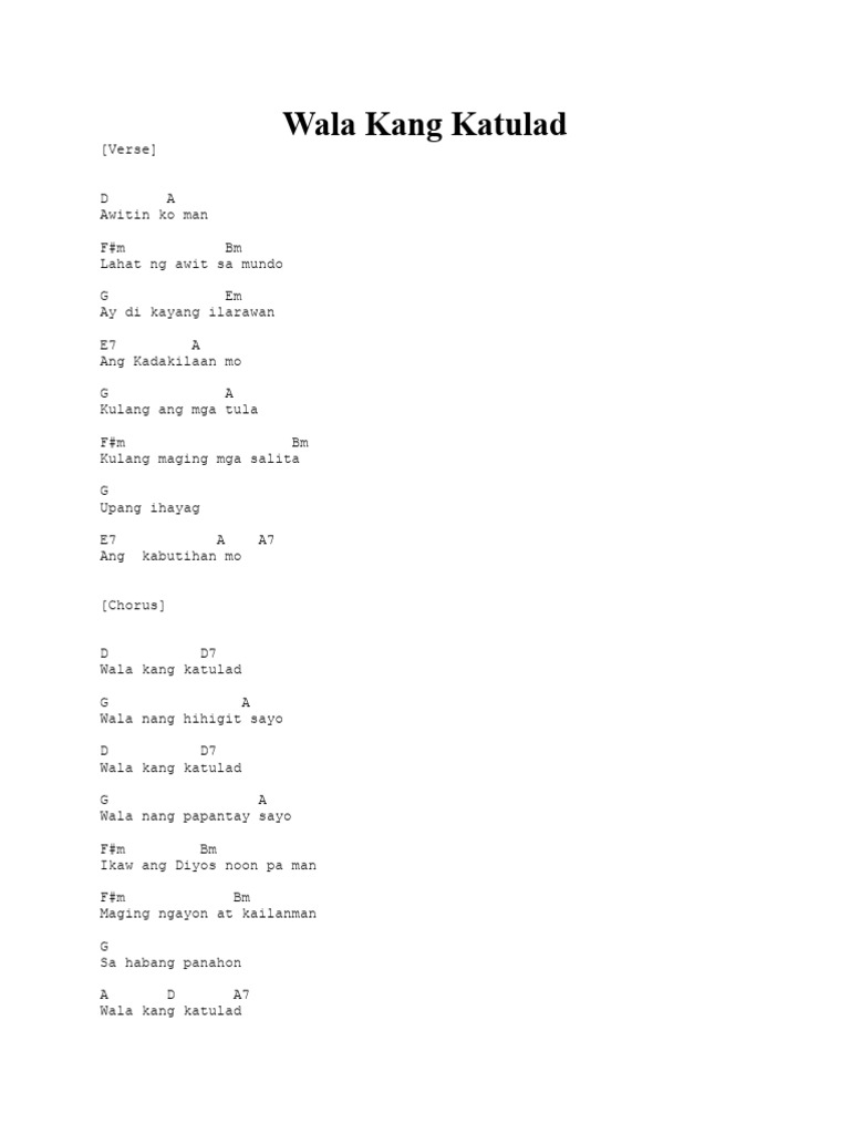 Wala Kang Katulad Lyrics | PDF
