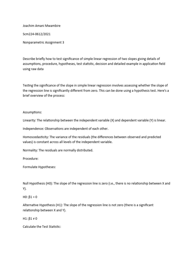 Nonparametric Assignment 3 | PDF | P Value | Regression Analysis