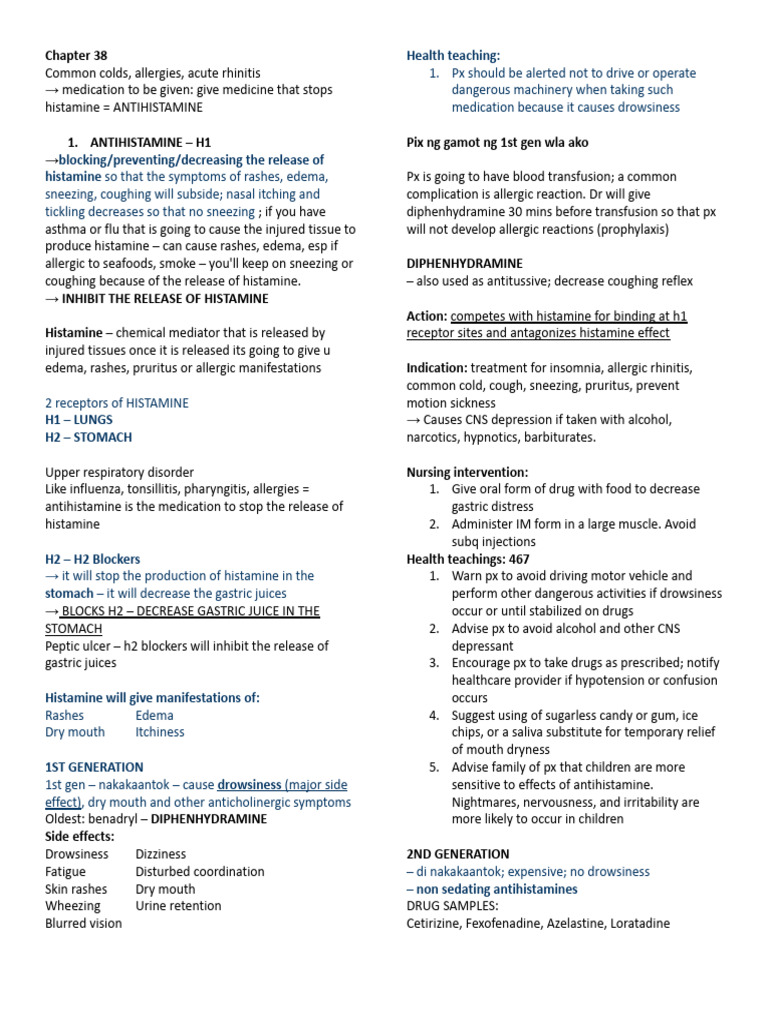 Respiratory Upper Drugs Notes | PDF | Cough | Respiratory Tract