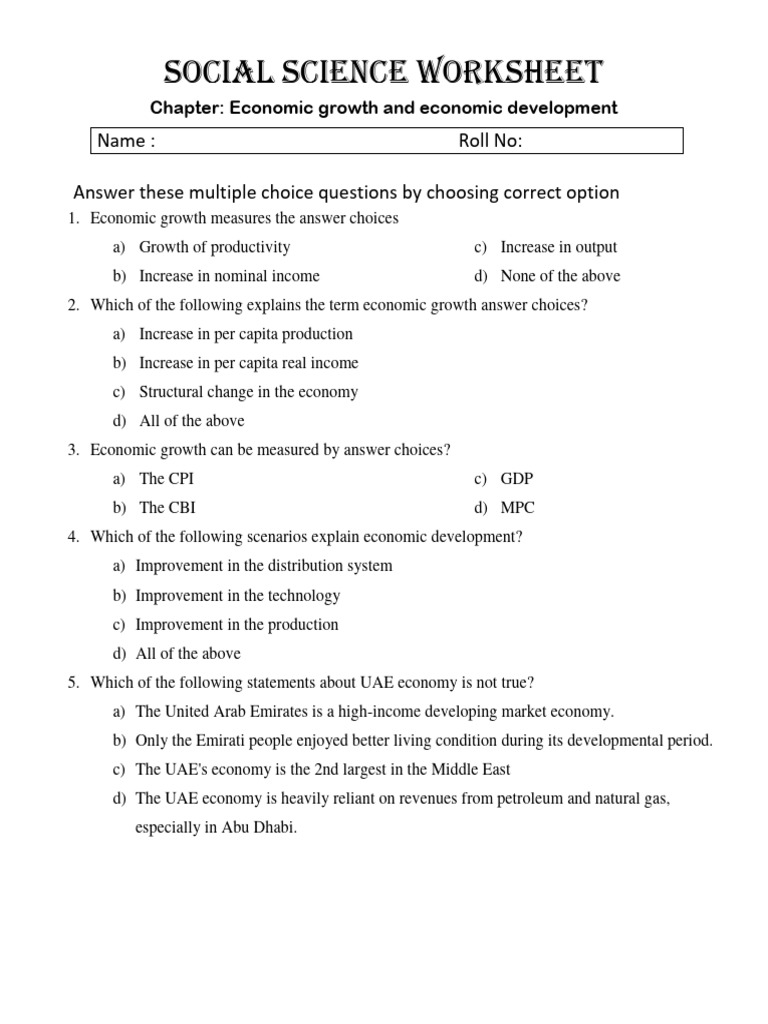 Work Sheet Eco Growth and DVPT | PDF