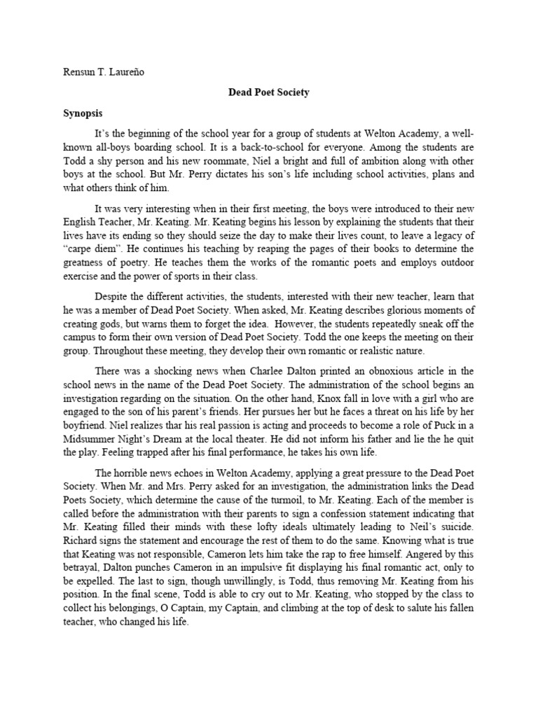 Dead Poet Society | PDF
