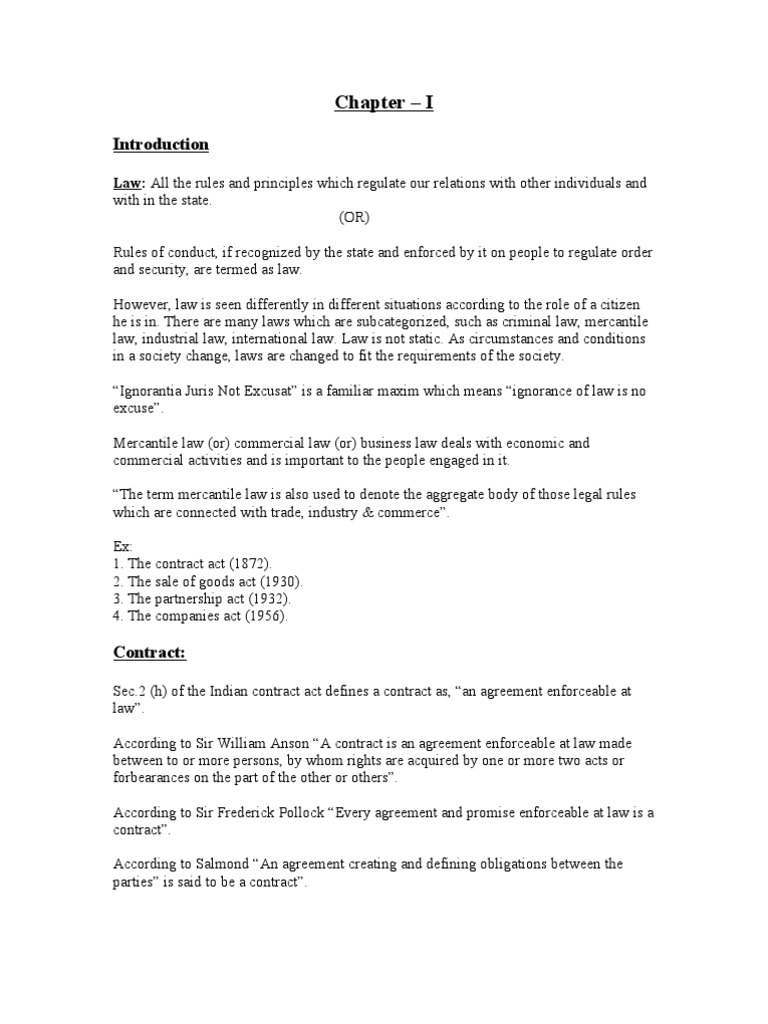 Chapter - I: Law: All The Rules and Principles Which Regulate Our ...