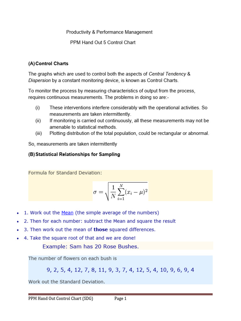 ProPerMan Hand Out 5 Control Charts | PDF | Mean | Standard Deviation