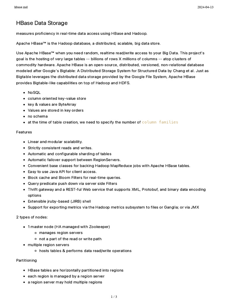 Hbase Pdf Apache Hadoop No Sql