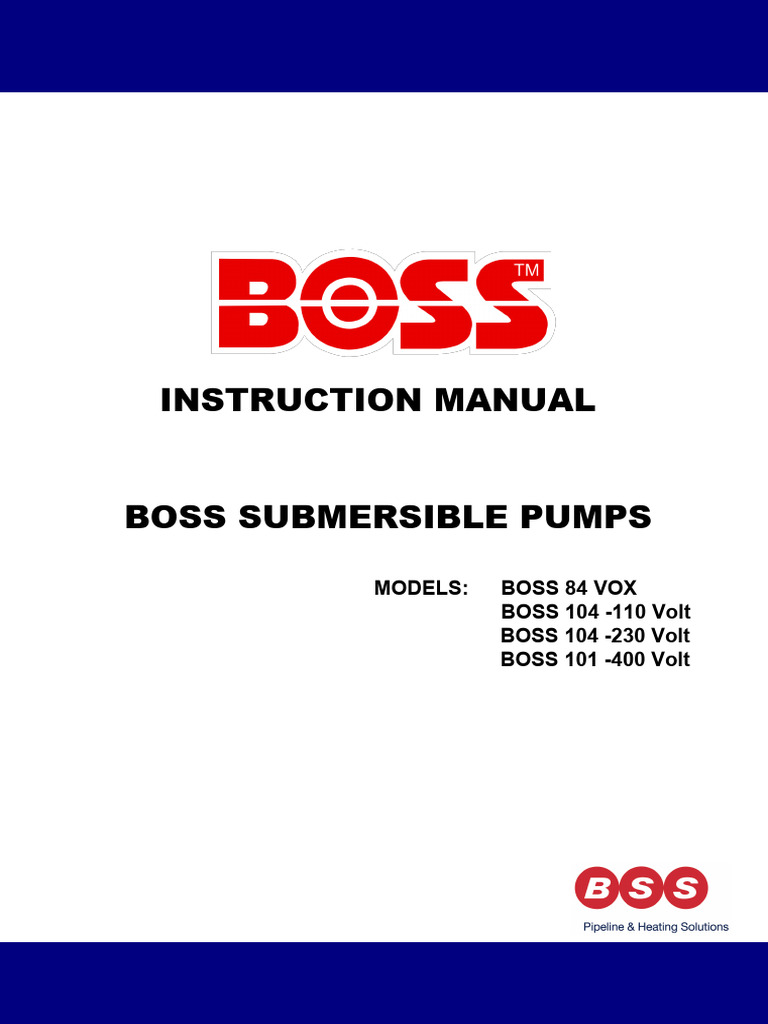 BOSS Submersible Pump Manual | PDF | Pump | Pipe (Fluid Conveyance)