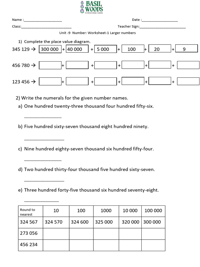 Grade 3 Large Numbers Unit 9. | PDF | Teaching Methods & Materials