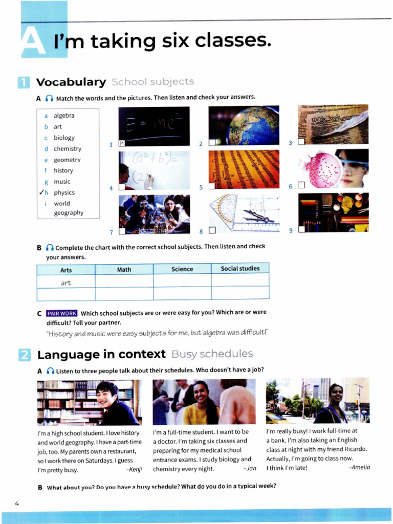Unit 01A - I'm Taking Six Classes | PDF