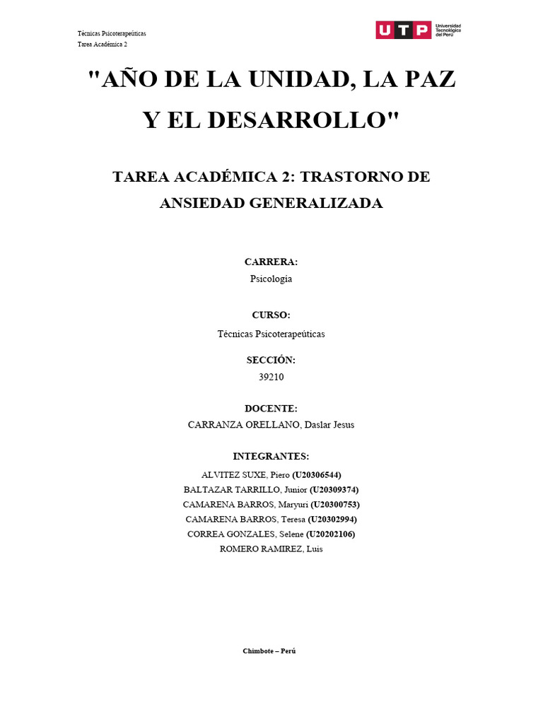 TA2 (Caso Enfoque Cognitivo Conductual) | PDF | Psicoterapia | Sicología