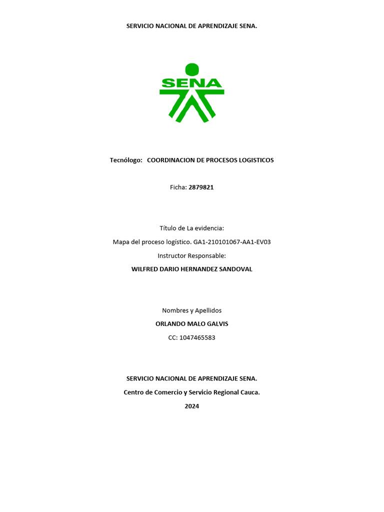 Evidencia GA1-210101067-AA1-EV03. Mapa Del Proceso Logístico | PDF